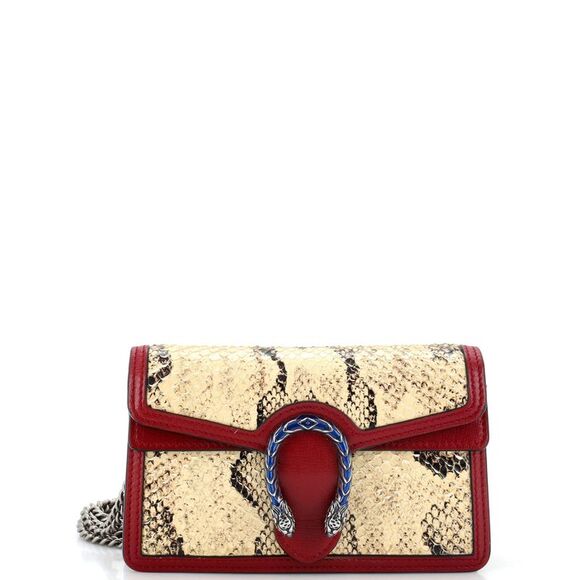 Gucci | Bags | Gucci Dionysus Bag Python With Leather Super Mini Neutral Red | Poshmark